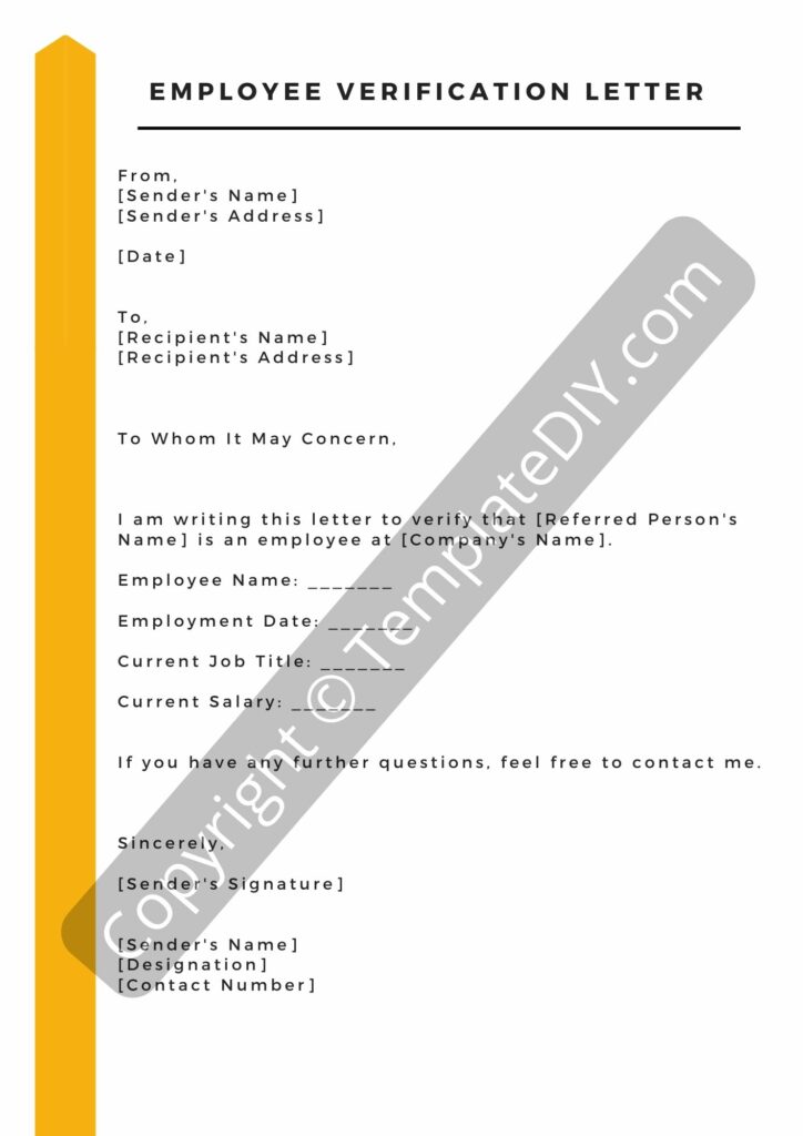 Employee Verification Letter Sample Template in Pdf, Word