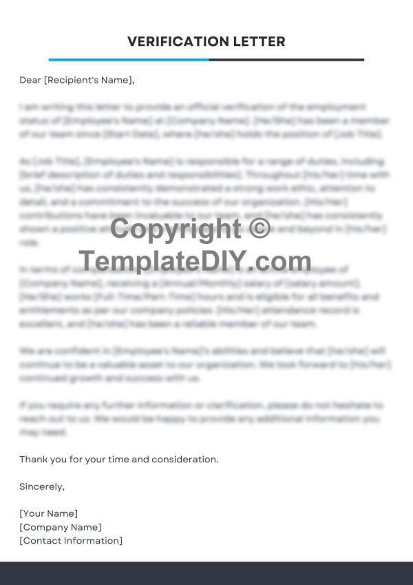 Employment Verification Letter Sample and Examples [Word]