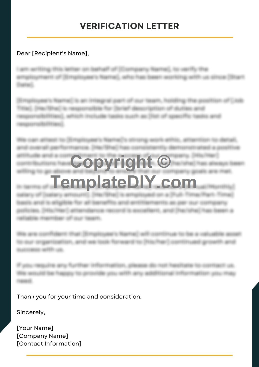Employment Verification Letter Sample and Examples [Word]