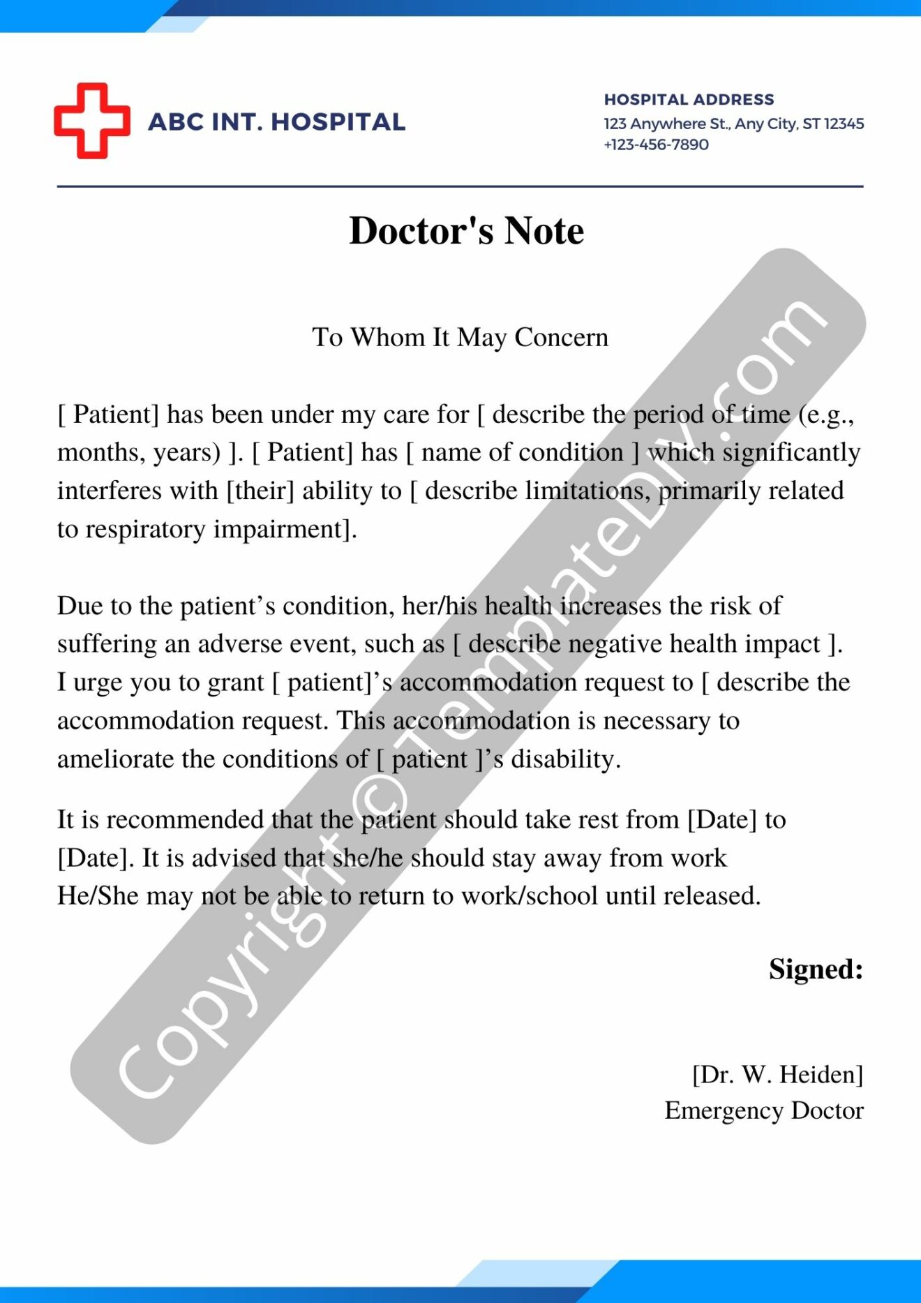 Fillable Doctors Note Template Printable PDF Word [Editable]