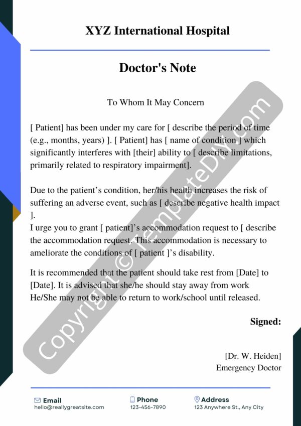 Fillable Doctors Note Template Printable PDF Word [Editable]
