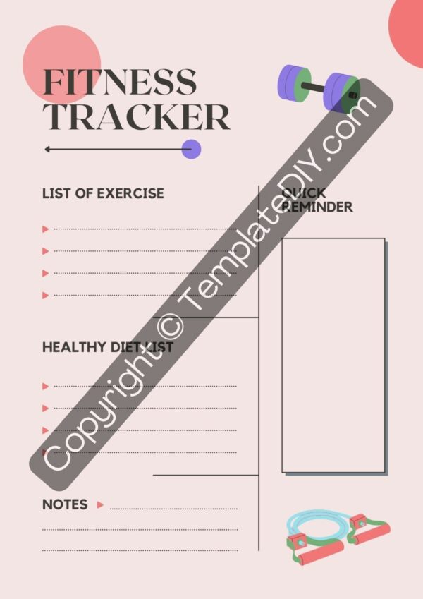 Fitness Tracker Printable Template PDF Word Excel [Editable]