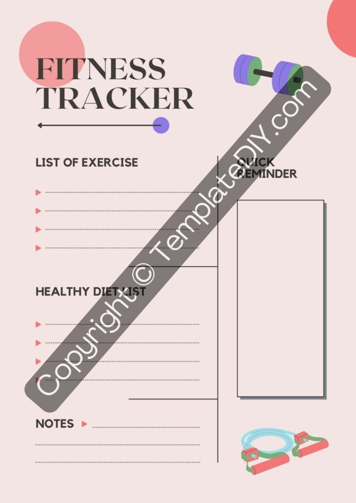 Fitness Tracker Printable Template PDF Word Excel [Editable]