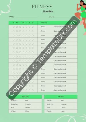 Fitness Tracker Printable Template PDF Word Excel [Editable]