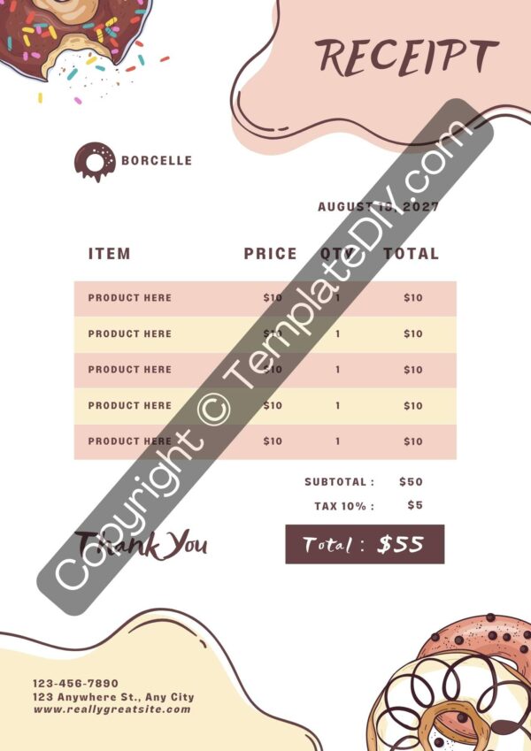 Food Receipt Template Blank Printable PDF, Word, Excel