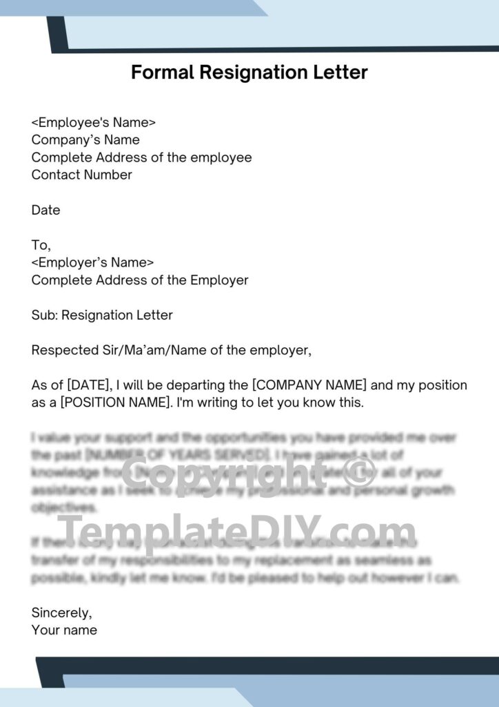 Formal Resignation Letter Sample and Examples [Word]