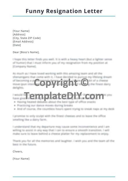 Funny Resignation Letter Templates – Download Word & PDF