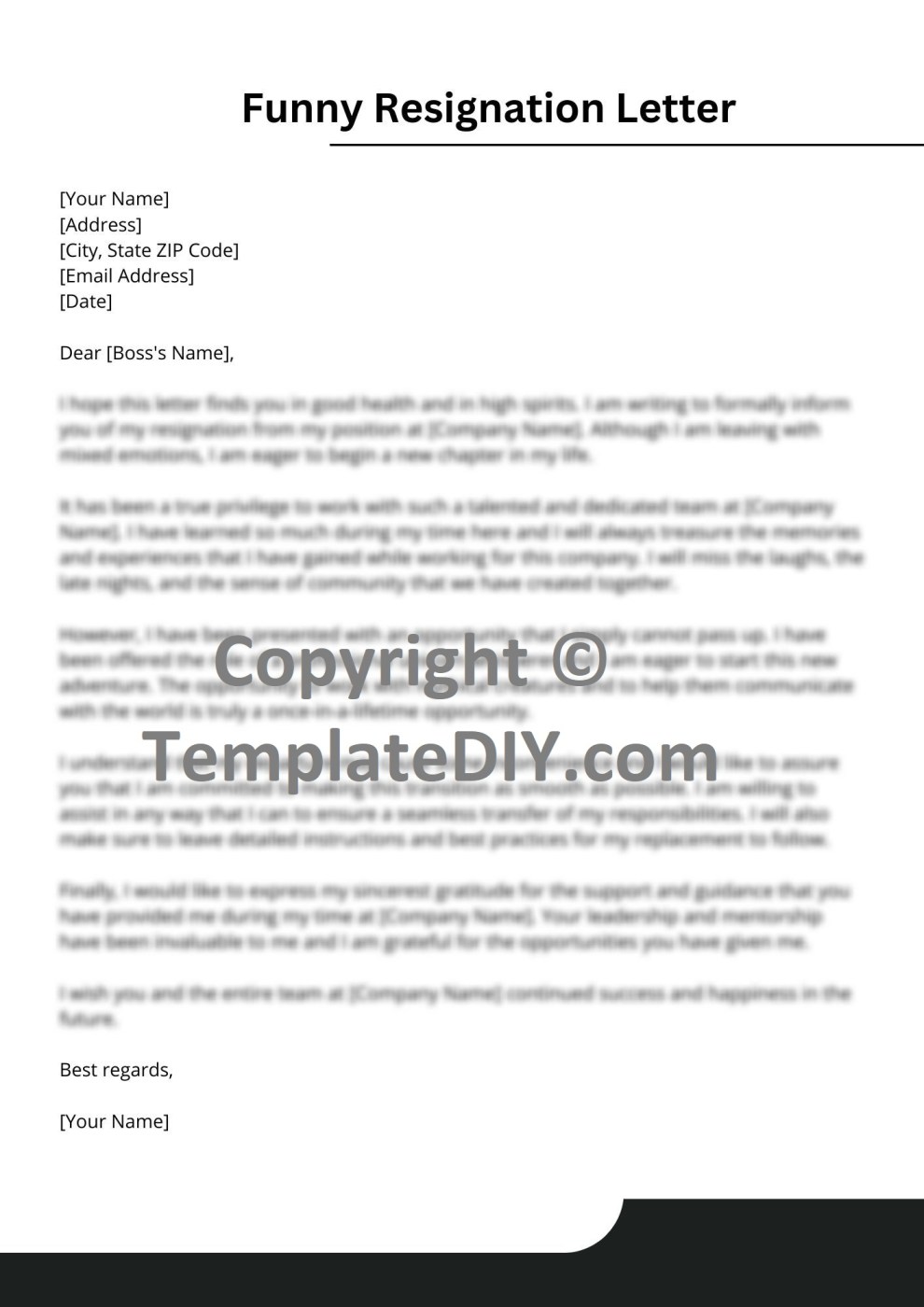 Funny Resignation Letter Templates – Download Word & PDF