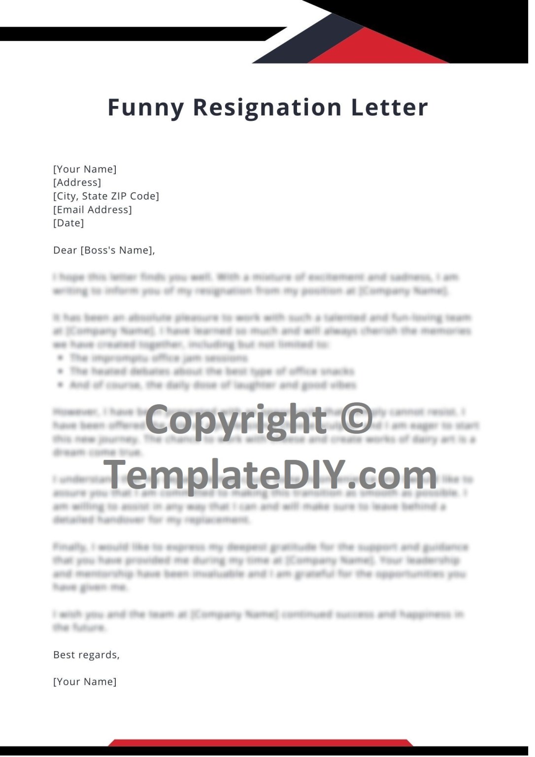 Funny Resignation Letter Templates – Download Word & PDF