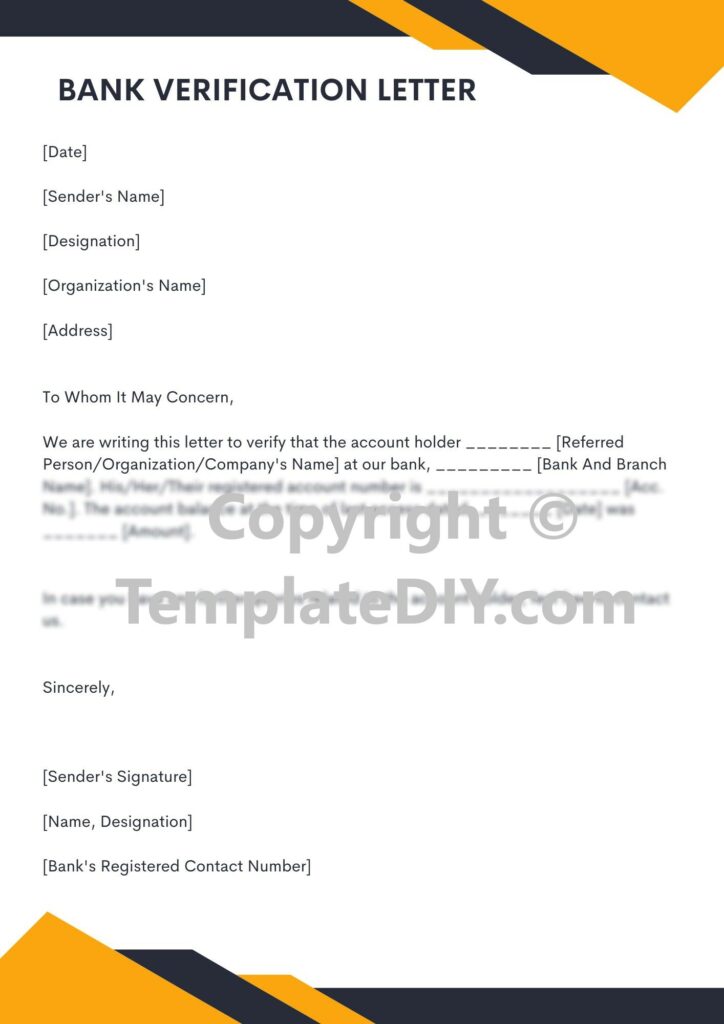 Bank Verification Letter Sample Template in Pdf and Word