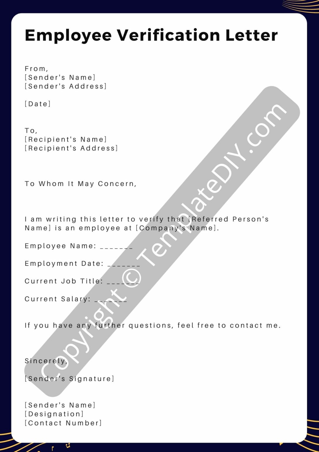 Employee Verification Letter Sample Template in Pdf, Word