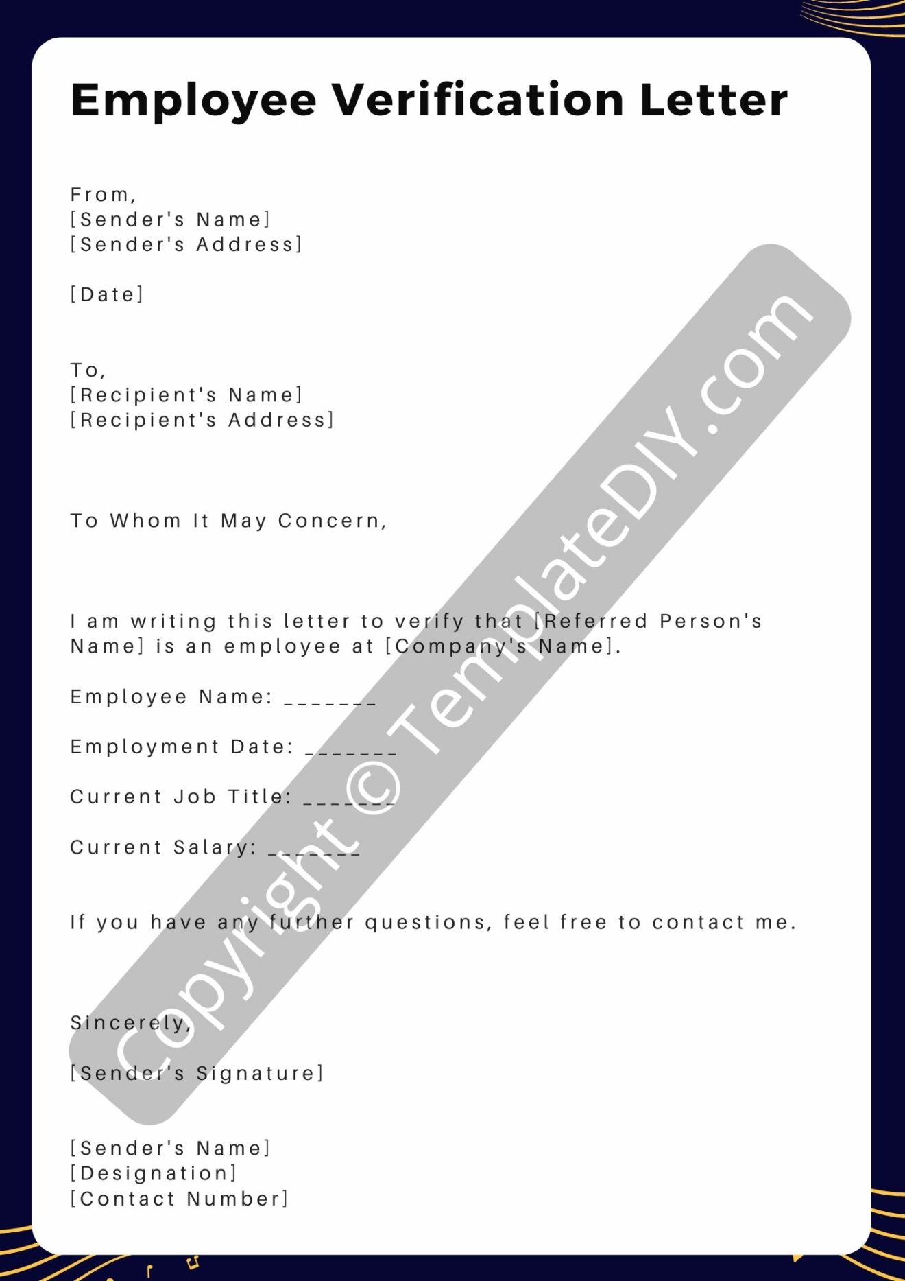Employee Verification Letter Sample Template in Pdf, Word