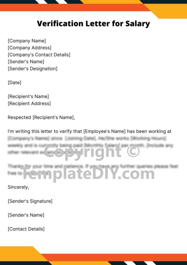 Salary Verification Letter Sample Template in Pdf, Word
