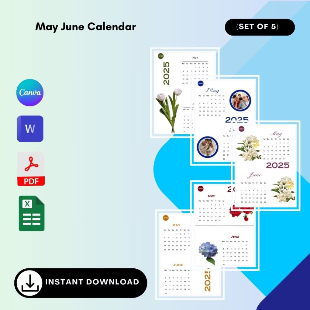 May June 2023 Calendar Printable Template in PDF, Word & Excel