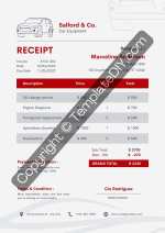 Mechanic Receipt Template Blank Printable PDF, Excel, Word