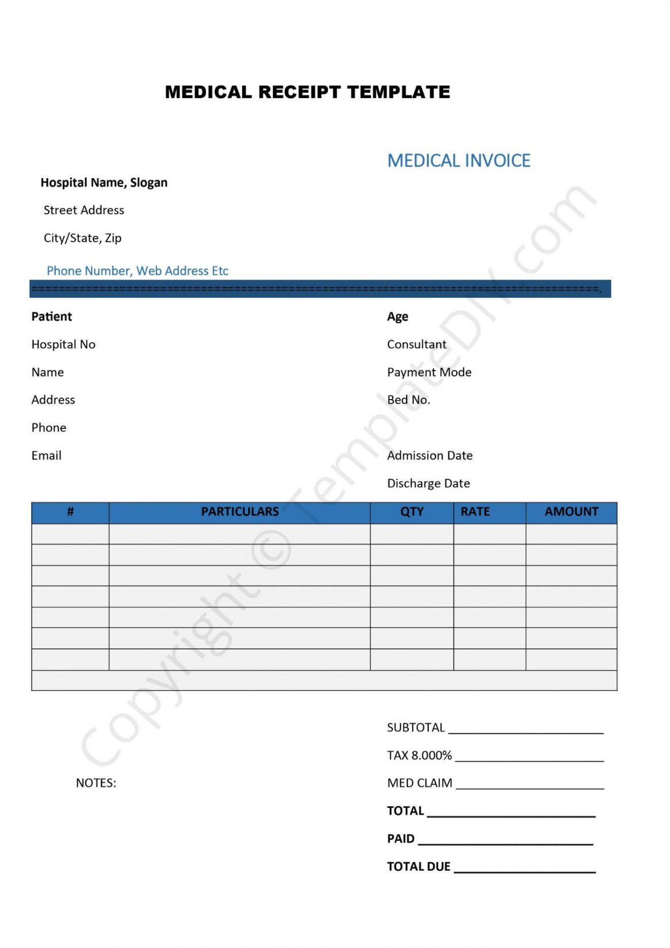 Medical Receipt Template Printable | PDF, Word & Excel