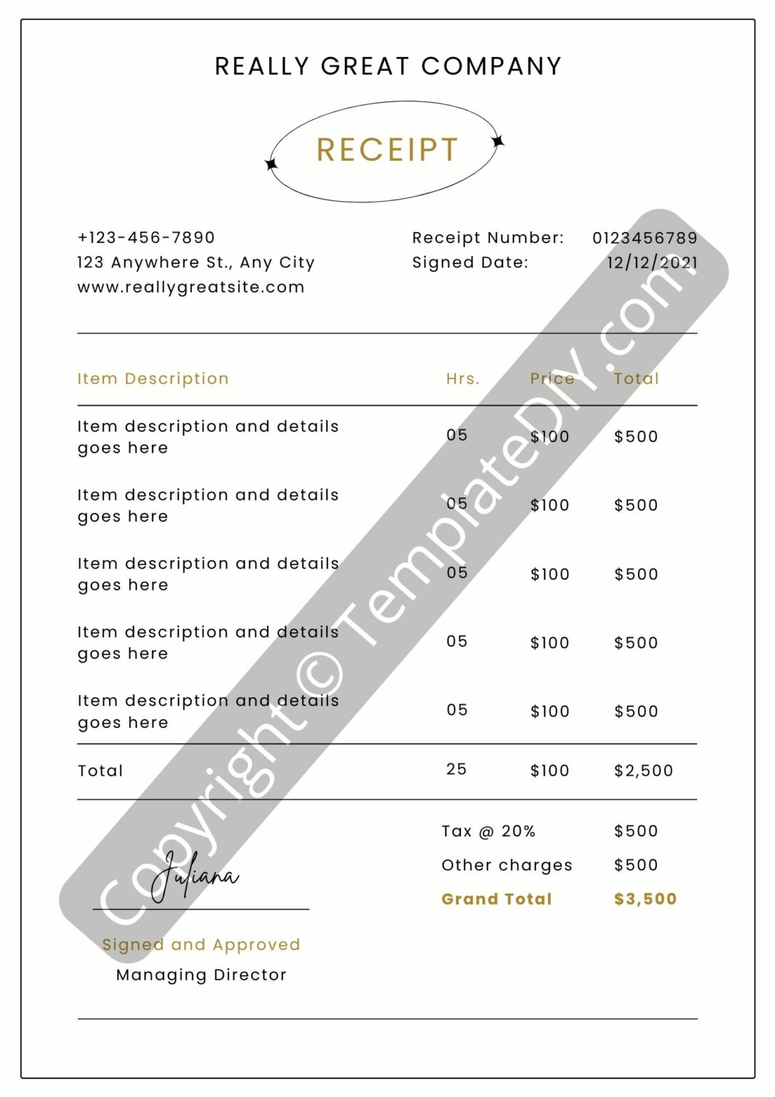 Basic Receipt Template Blank Printable PDF, Excel, Word