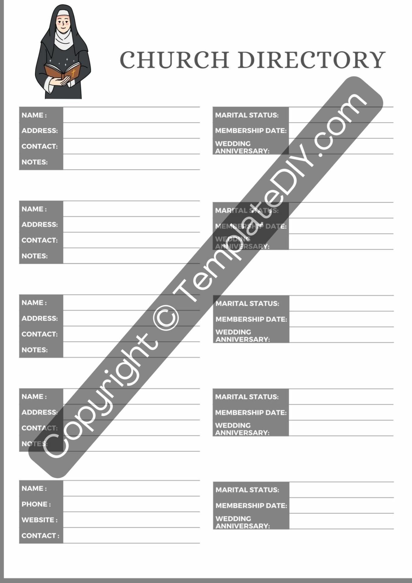Printable Church Directory Template | PDF, Word & Excel