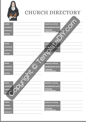 Printable Church Directory Template | PDF, Word & Excel