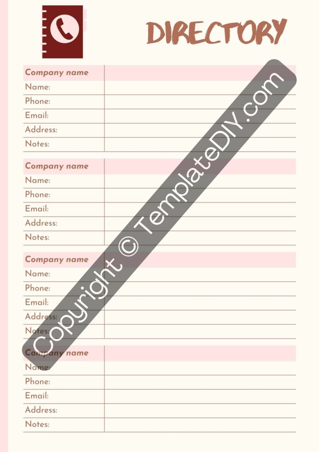 Directory Template Printable in Pdf, Word, Excel [Editable]