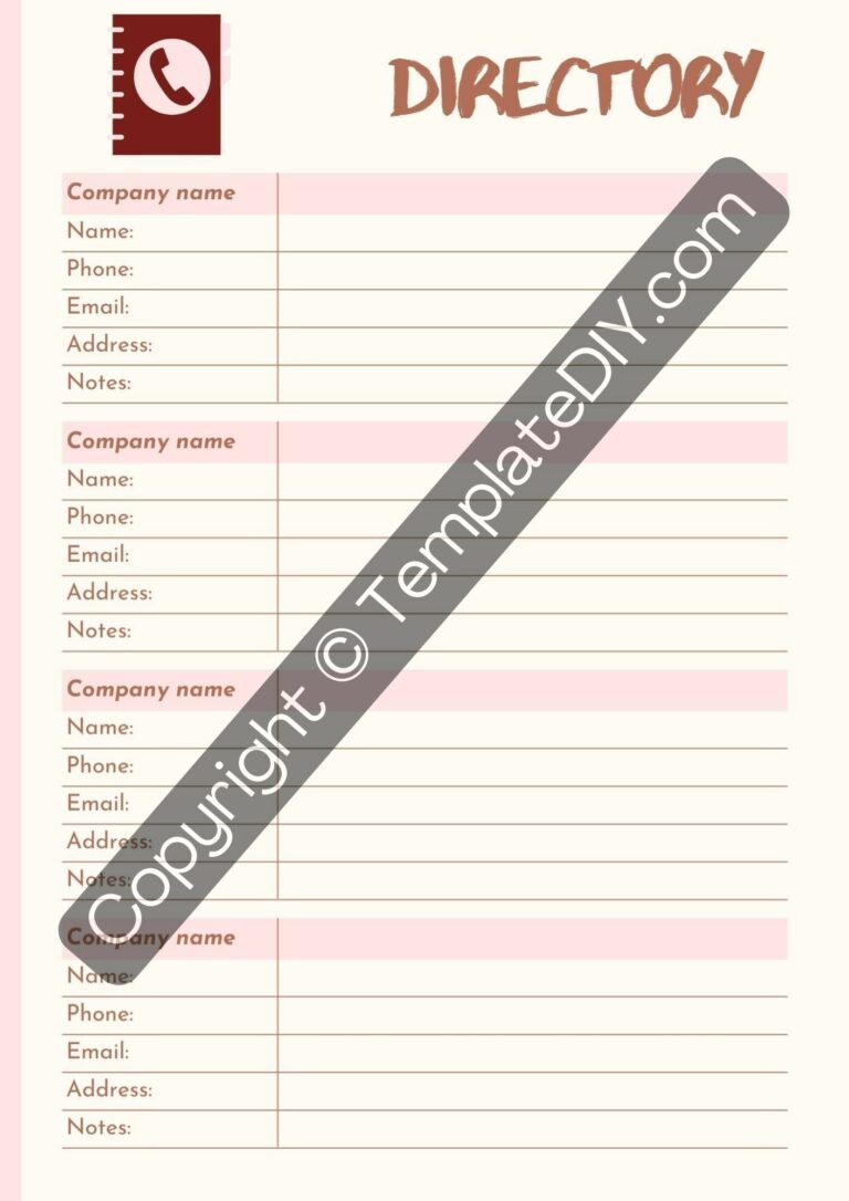 Directory Template Printable in Pdf, Word, Excel [Editable]