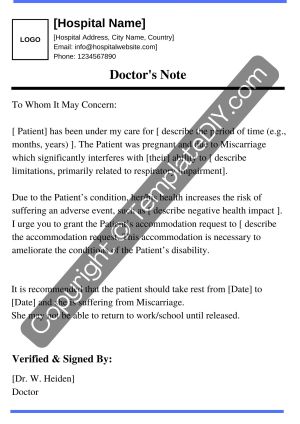 Miscarriage Doctor’s Note Template | PDF & Word Download