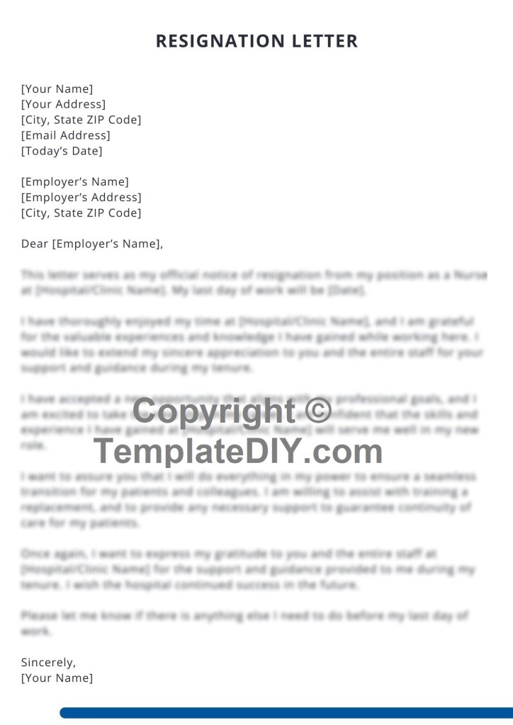 Nurse Resignation Letter Template | PDF & Word Download