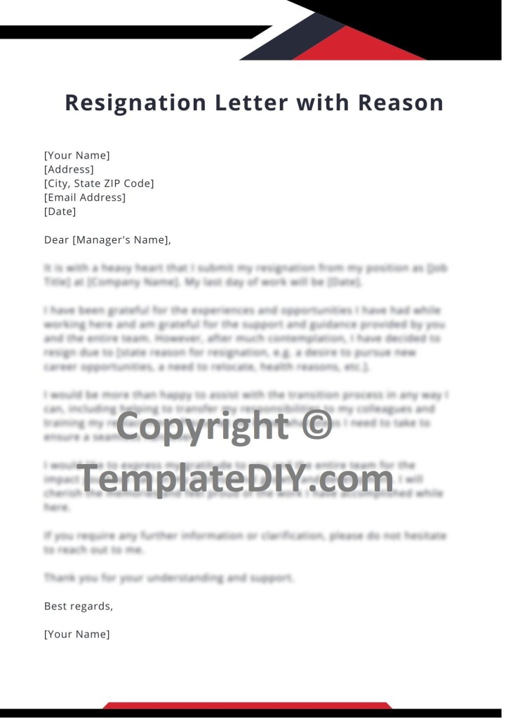 Resignation Letter With Reason Sample and Examples [Word]