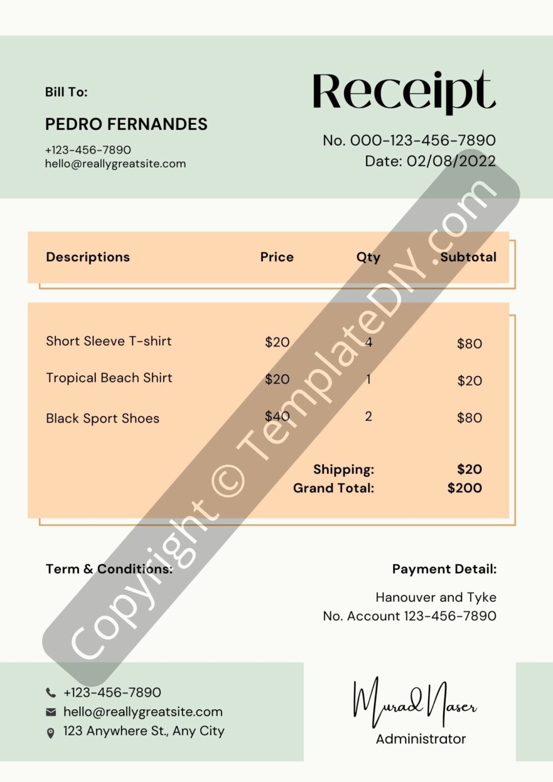 Store Receipt Template Blank Printable PDF, Excel, Word