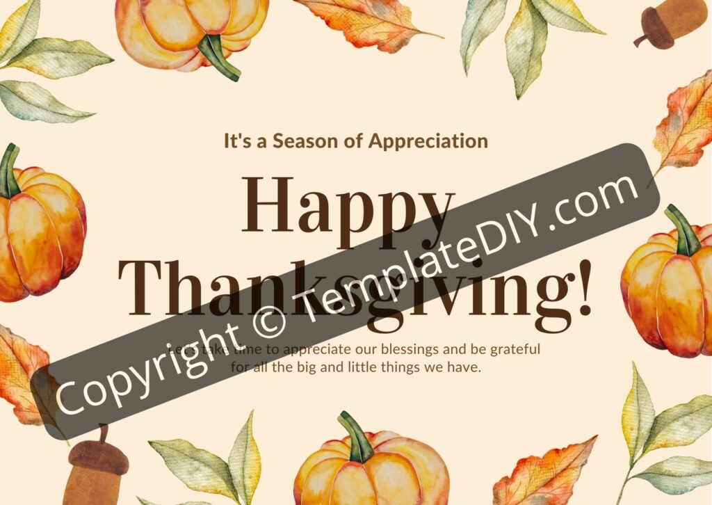 Thanksgiving Card Template Printable PDF, Word [Editable]