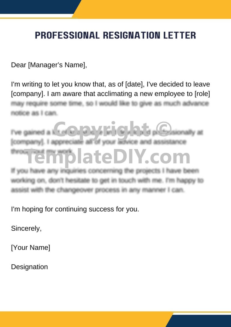 Professional Resignation Letter Sample with Examples [Word]