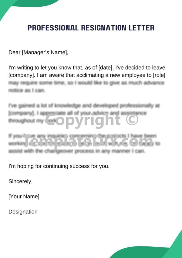 Professional Resignation Letter Sample with Examples [Word]