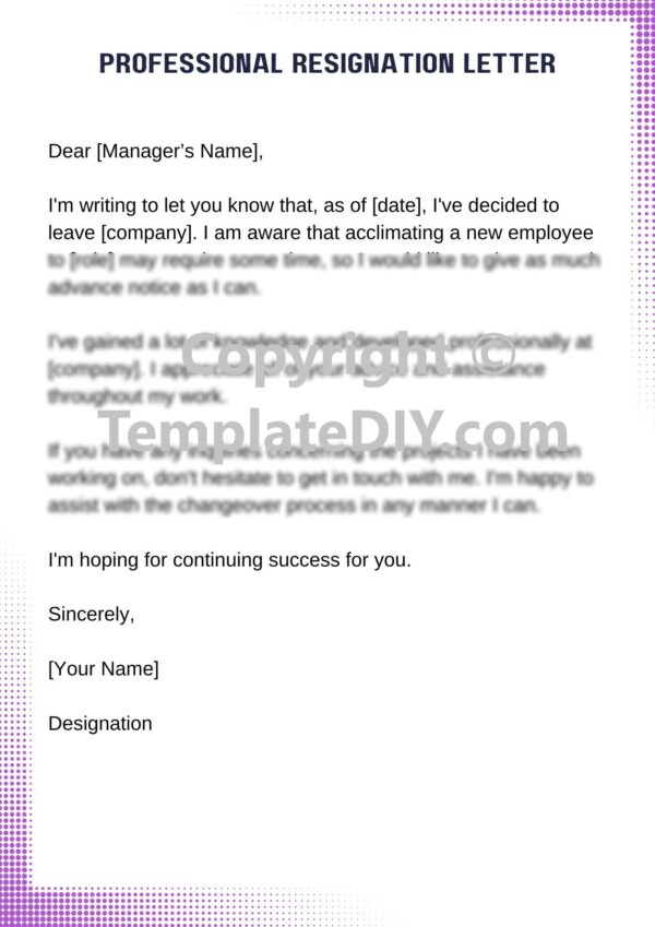 Professional Resignation Letter Sample with Examples [Word]