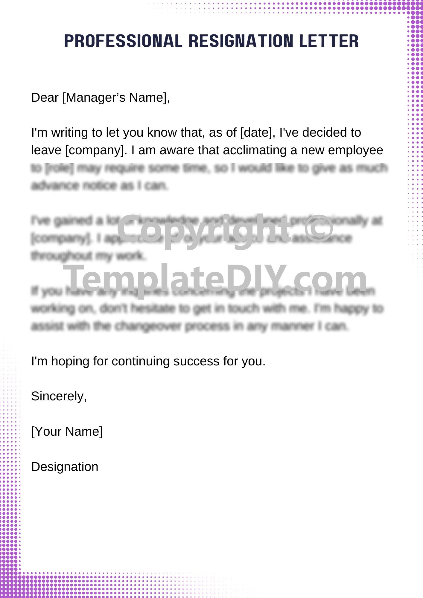 Letter Sample Resignation