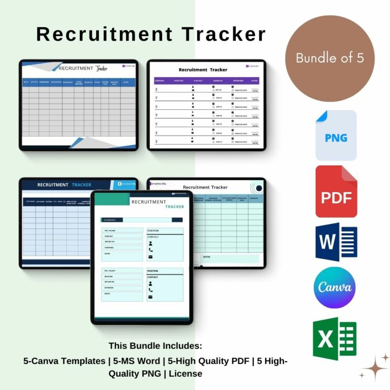 Job Search Tracker Template Printable PDF, Word, Excel
