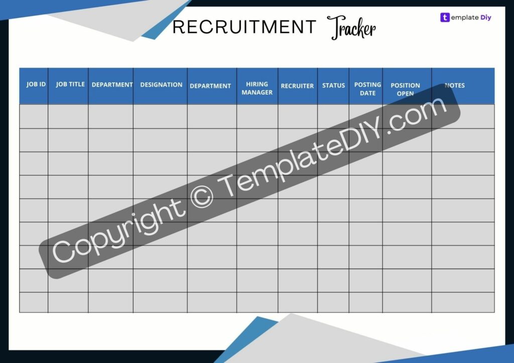 Recruitment Tracker Printable Template PDF, Word, Excel