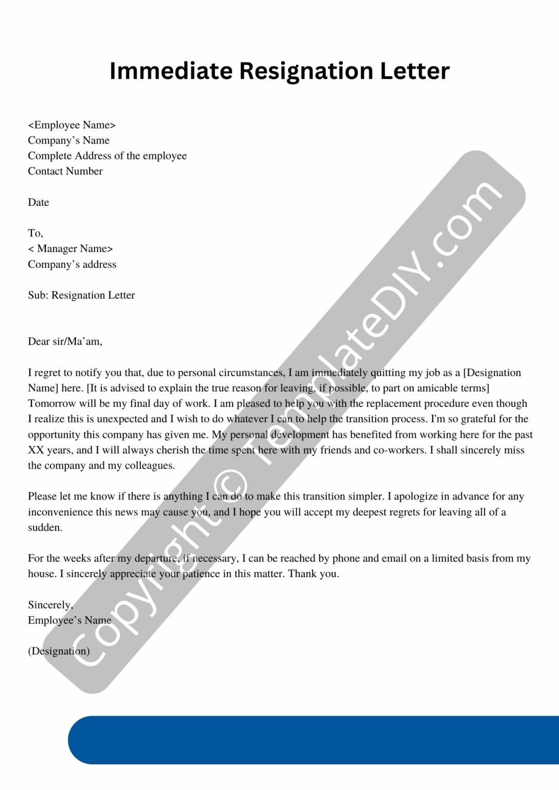 Immediate Resignation Letter Sample With Examples [Word]