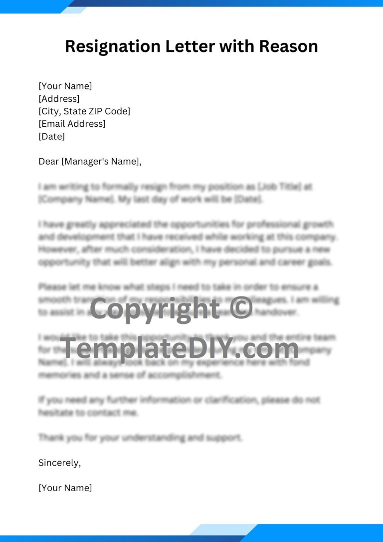 Resignation Letter With Reason Sample and Examples [Word]