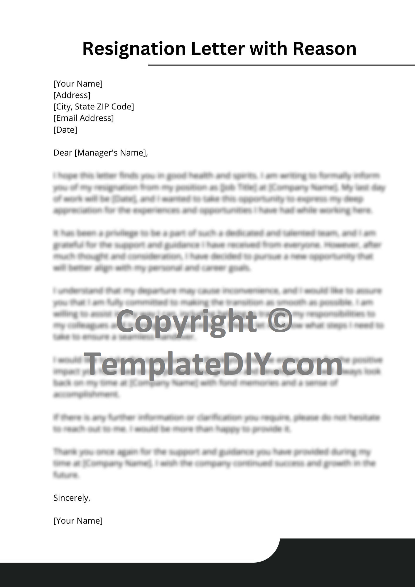 Sample Of Resignation Letter With Reason