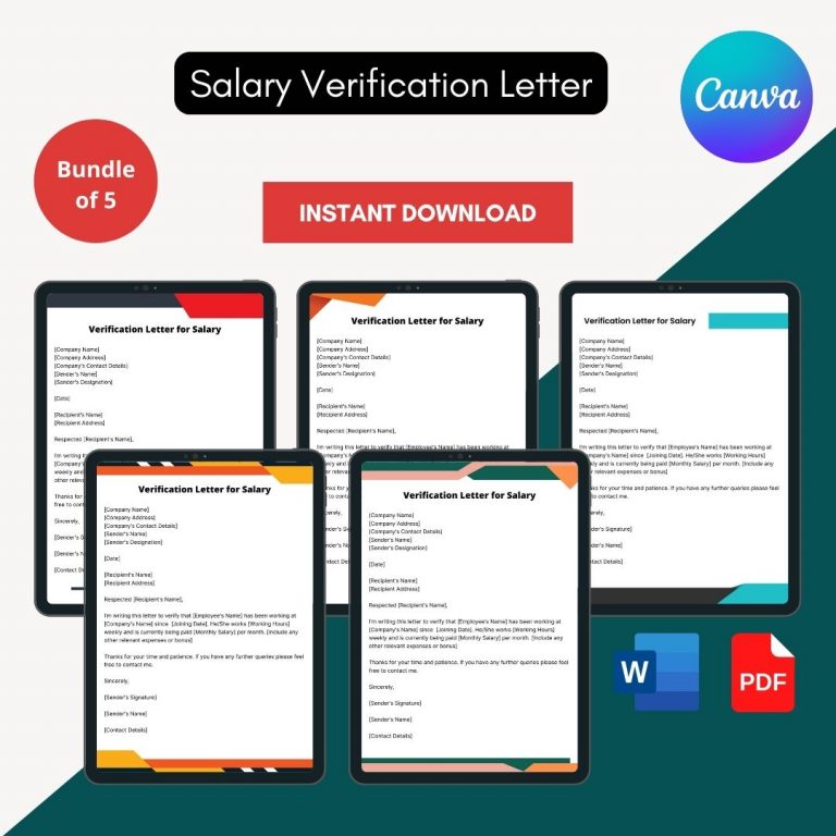 Salary Verification Letter Sample Template in Pdf, Word