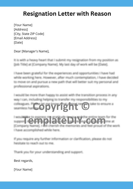 Resignation Letter With Reason Sample and Examples [Word]