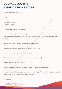 Editable Social Security Verification Letter PDF & Word