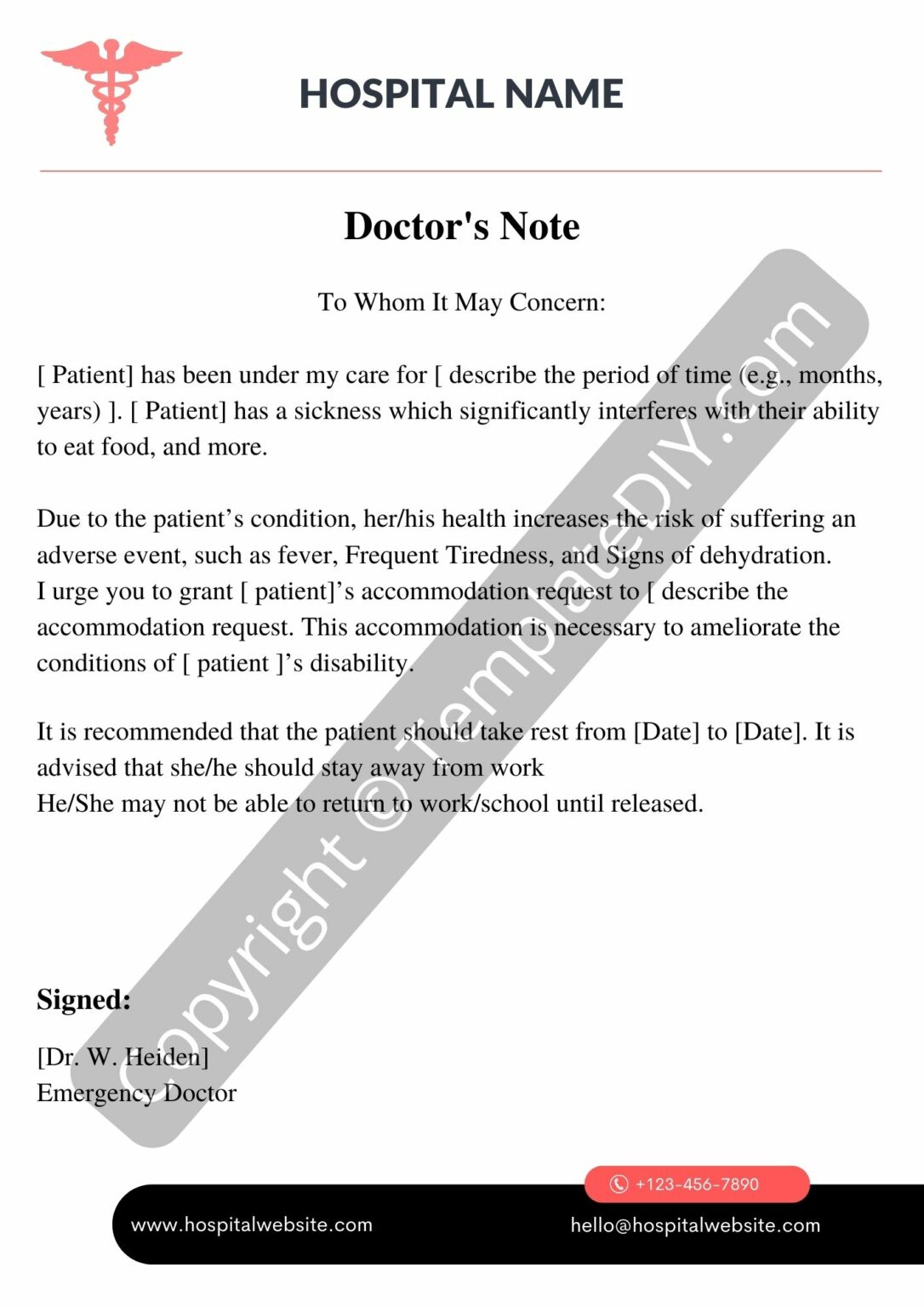 Doctors Sick Note Template Printable PDF, Word [Editable]
