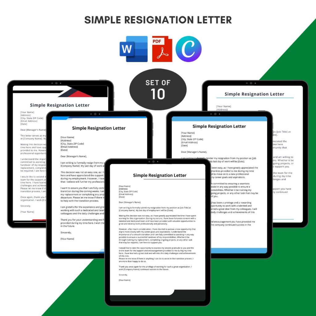 Basic Resignation Letter Sample with Examples [Word]