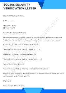Editable Social Security Verification Letter PDF & Word