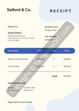 Store Receipt Template Blank Printable PDF, Excel, Word