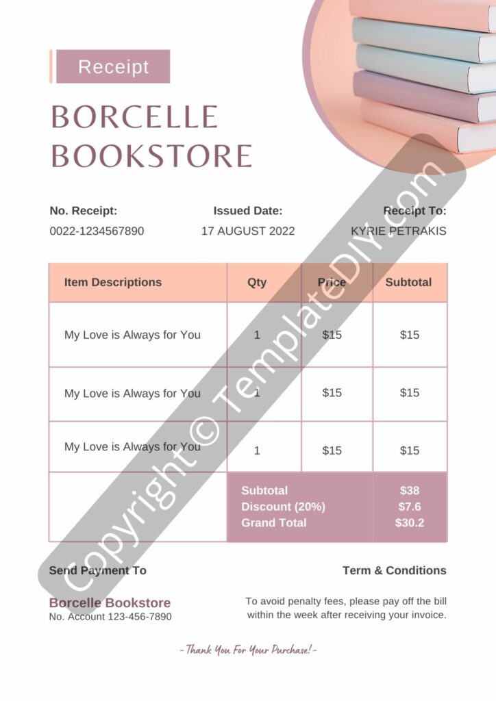 Store Receipt Template Blank Printable PDF, Excel, Word