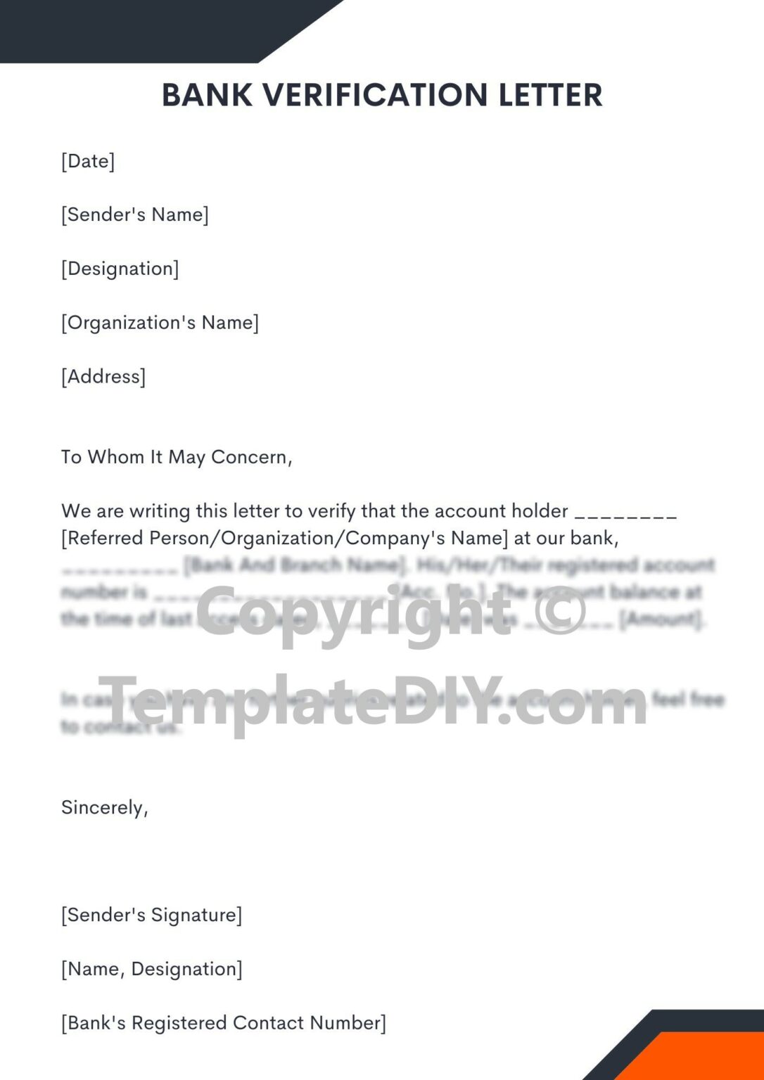 Bank Verification Letter Sample Template in Pdf and Word