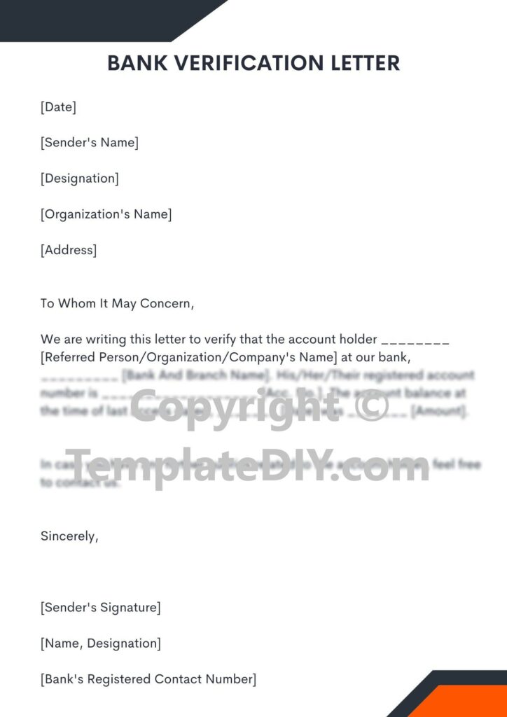 Bank Verification Letter Sample Template in Pdf and Word