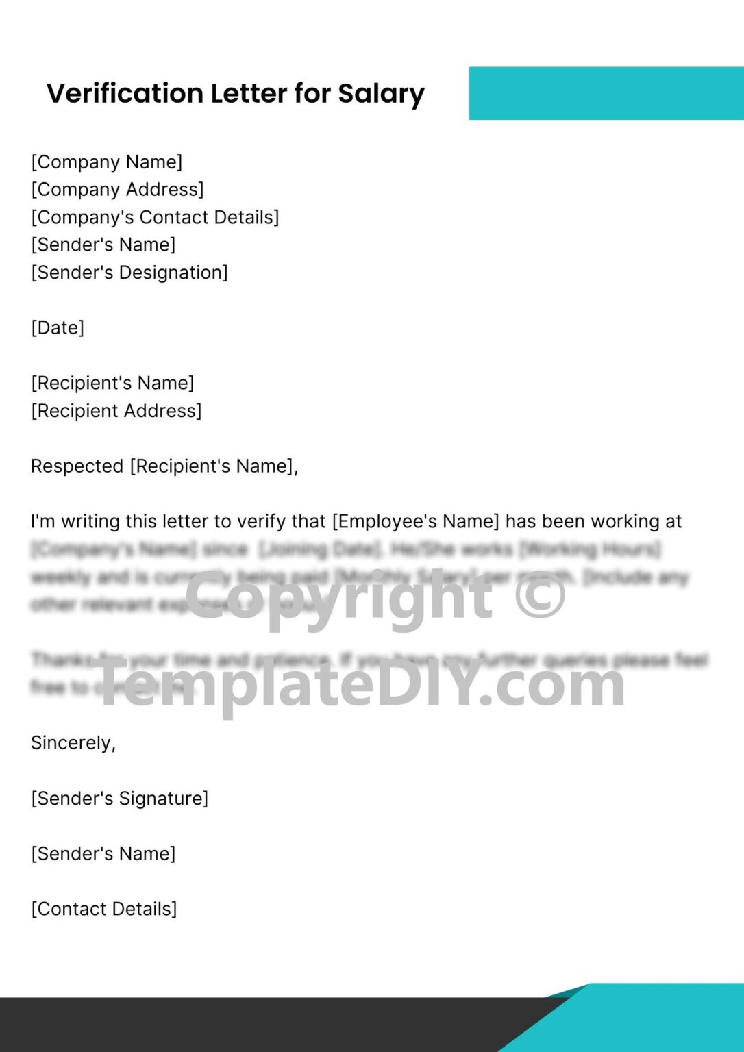 Salary Verification Letter Sample Template in Pdf, Word